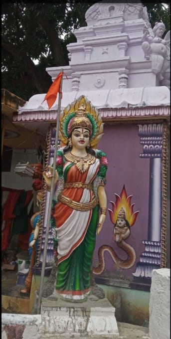 Cover over Bharat Mata statue at Issaki Amman temple has been removed ...